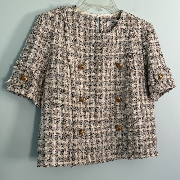 DO+BE | Tops | Nwt Dobe Tweed Short Sleeve Blouse Size Large | Poshmark